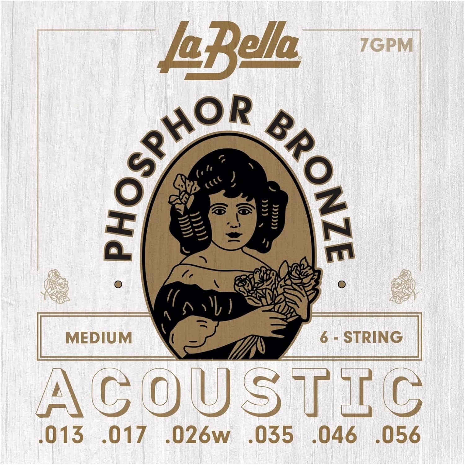 La Bella 7GP Phosphor Bronze 6-String Acoustic Guitar Strings Medium (13-56) - Walmart.com