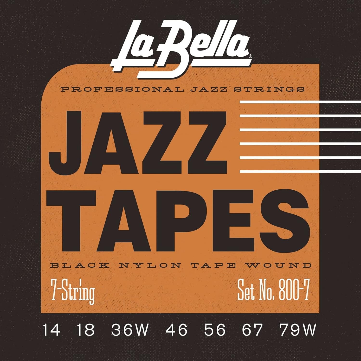 La Bella 800-7 Black Jazz Tapes 7-String Electric Guitar Strings 14 ...