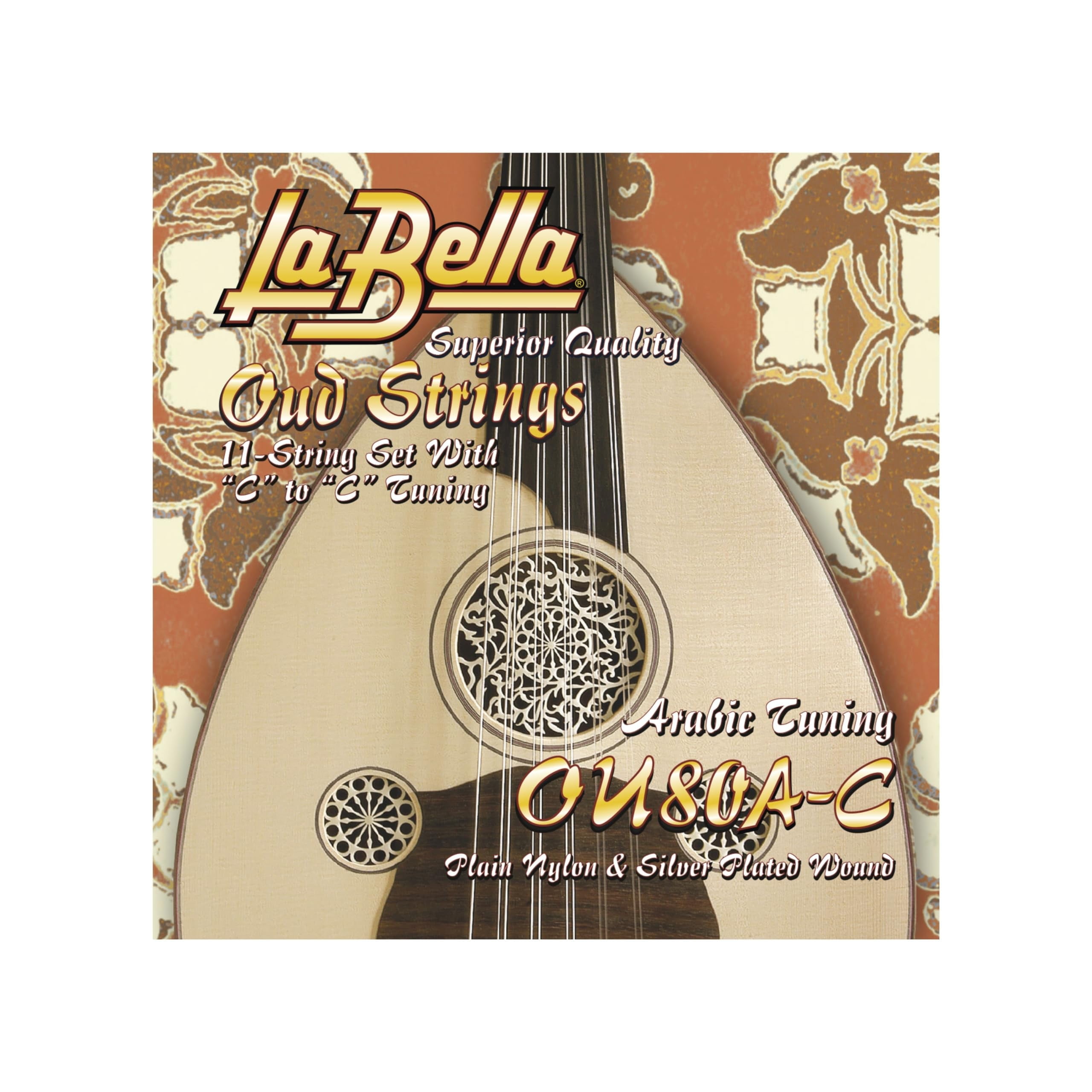 La Bella OU80A-C Oud String 12- String Set Arabic CC Tuning Plain Nylon ...