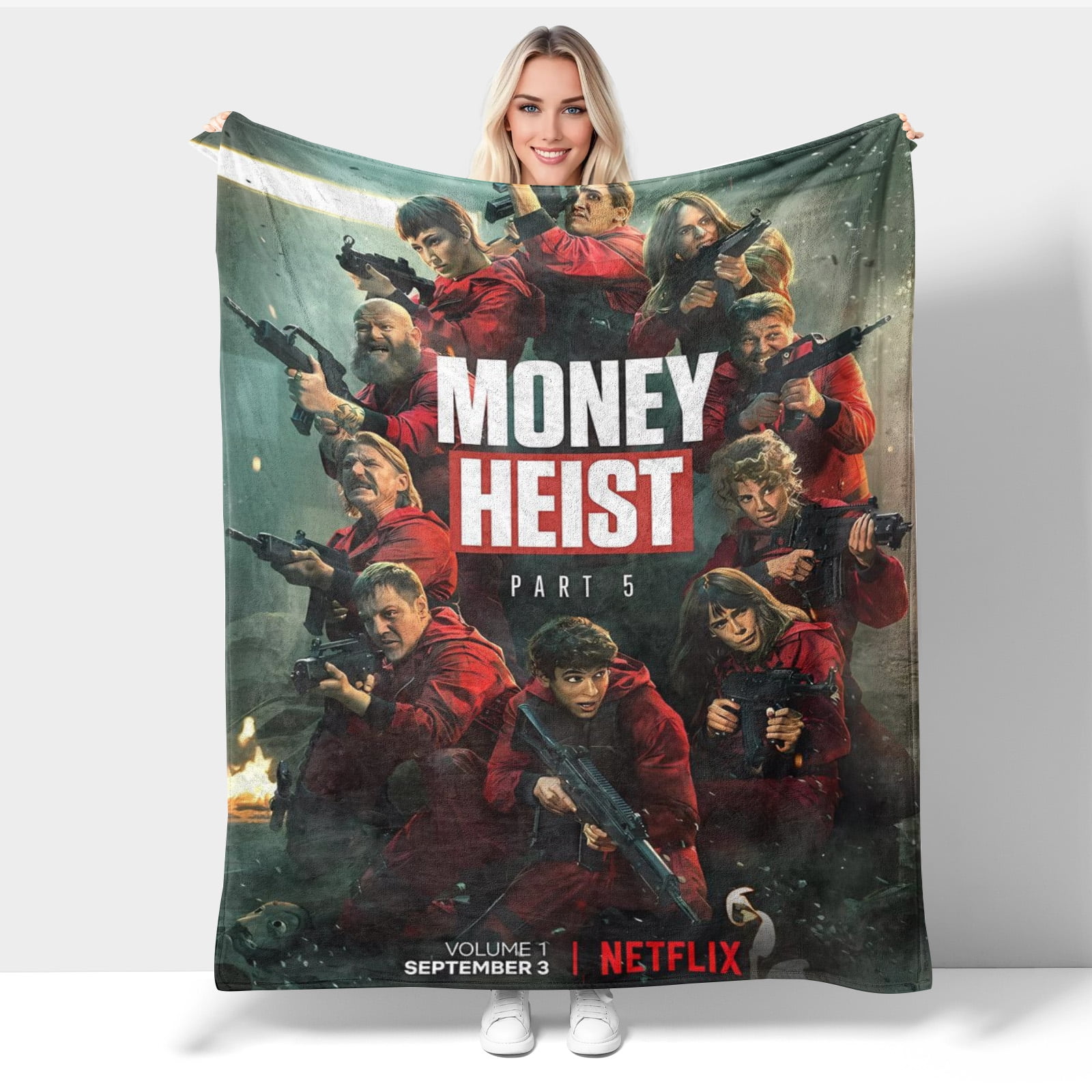 La Casa De Papel Money Heist Blanket 50"X40",Throw Blankets Flannel Sleep Cozy Lightweight Ultra ...