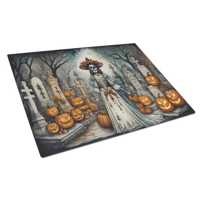 La Catrina Skeleton Spooky Halloween Glass Cutting Board Large 12 in x ...