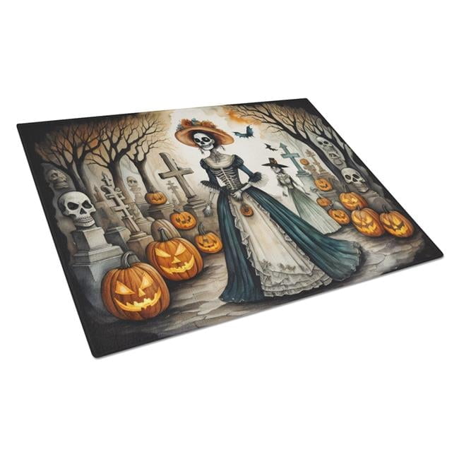 La Catrina Skeleton Spooky Halloween Glass Cutting Board Large 12 in x ...