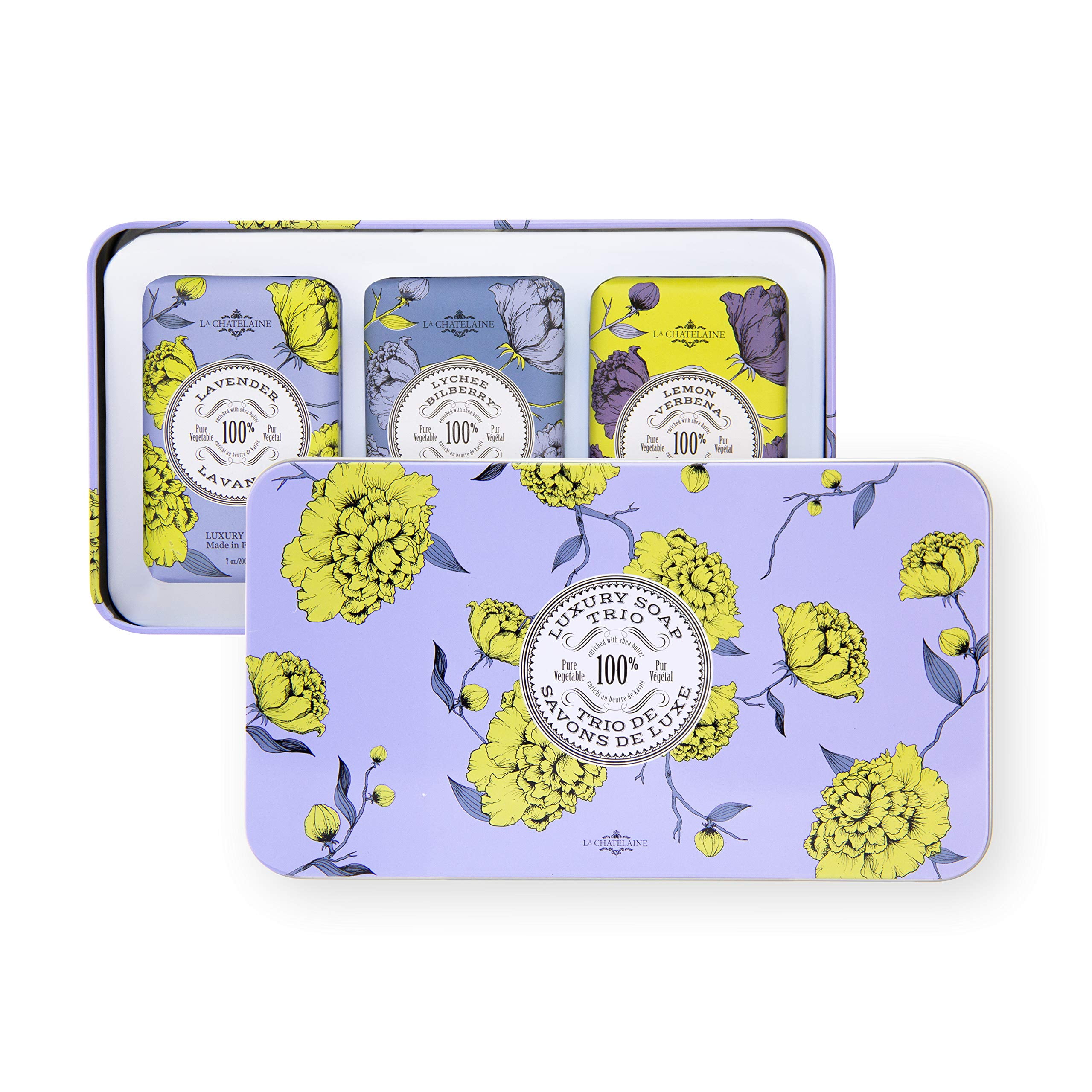 La Chatelaine Luxury Bar IRF13 Soap Trio Gift Tin | Made in France | Natural and Organic | Shea ...