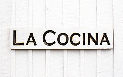 La Cocina Sign - Carved in a 48"x10" Solid Wood Board | Rustic ...