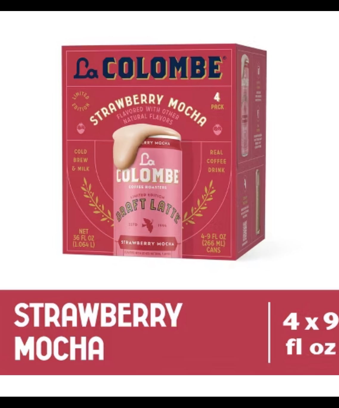 La Colombe Strawberry Mocha Strawberry Mocha Draft Latte ( 9oz 4pk ...