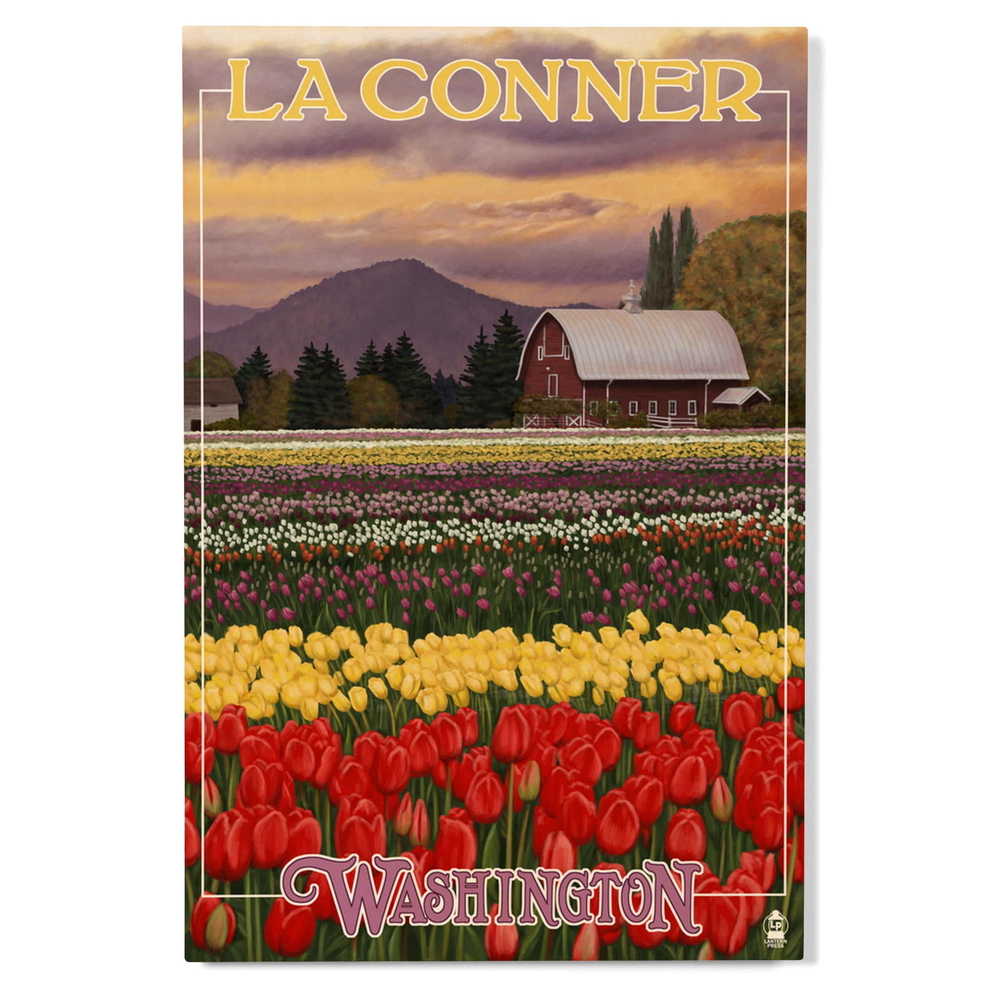 La Conner, Washington, Tulip Fields Birch Wood Wall Sign (12x18 Rustic ...