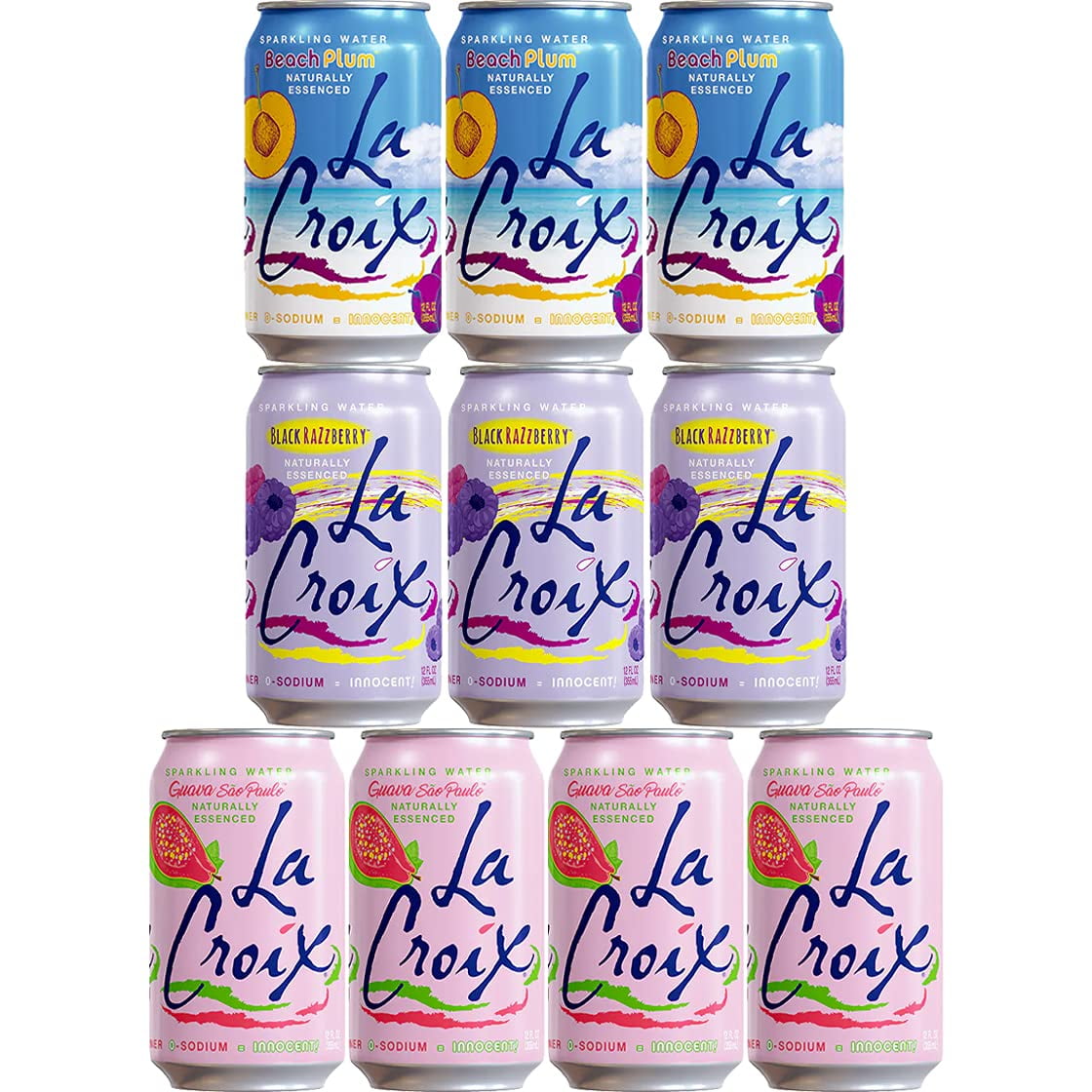 La Croix Beach Plum, Guava Sao Paulo, Black Razzberry Sparkling Water Variety Pack, 12Oz (Pack ...