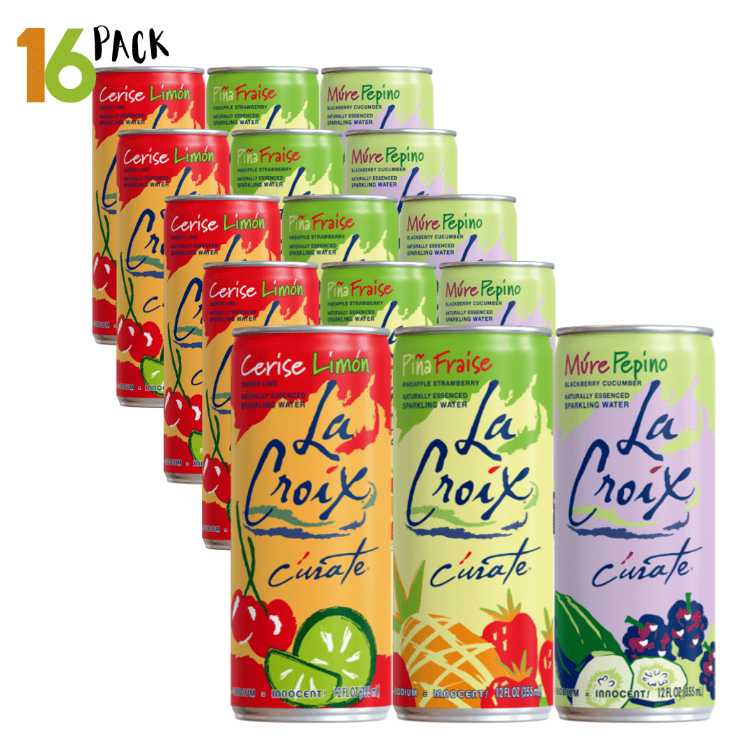 La Croix Curate Sparkling Water Variety Pack – 16 Flavored Water Cans, 12 fl oz Each ...