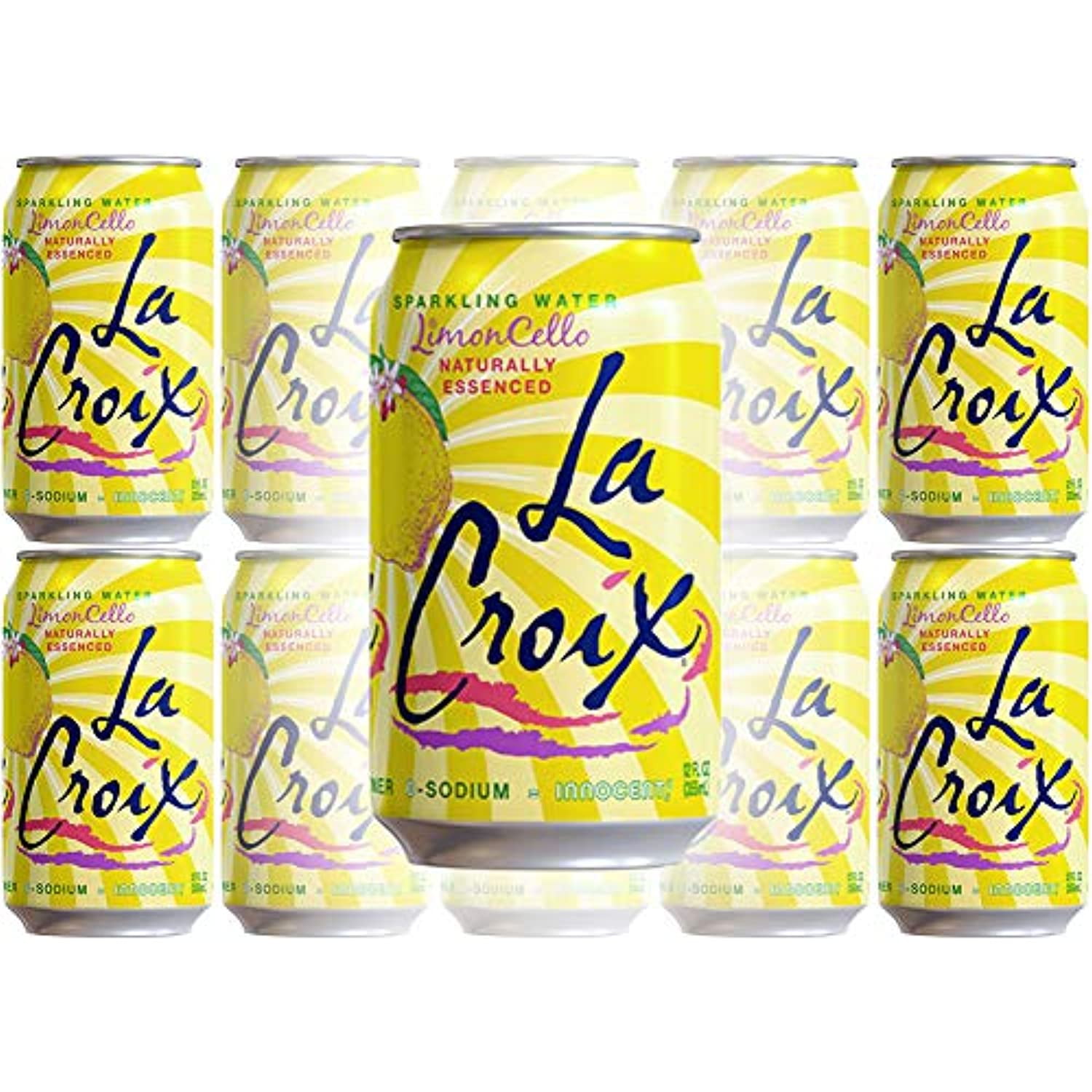 La Croix LimonCello Sparkling Water, Naturally Essenced, No Sugar, Zero Calorie, 12 oz Can (Pack ...