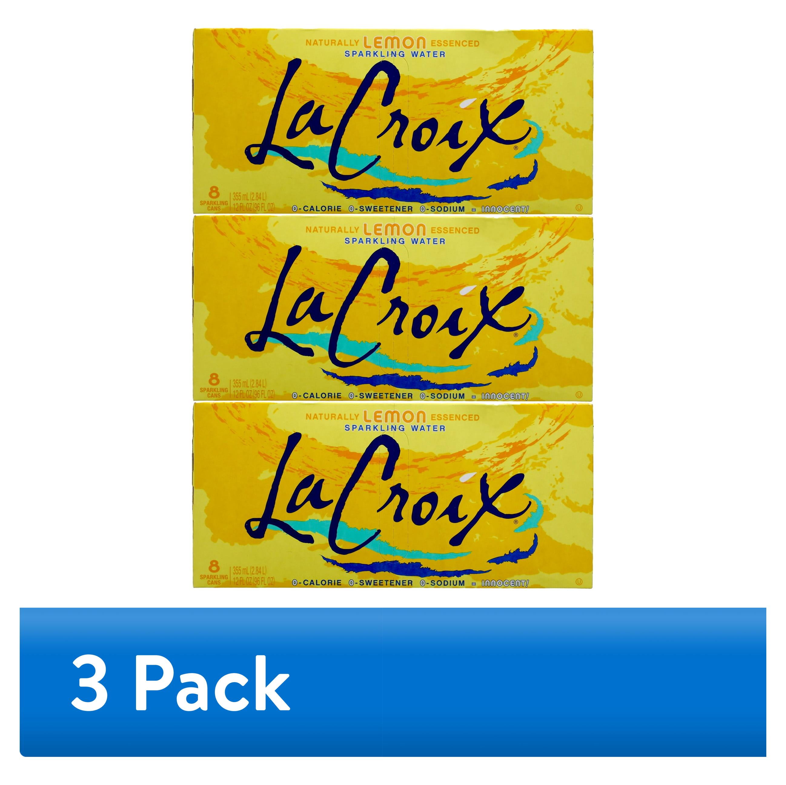 La Croix Lemon Flavored Sparkling Water, 12oz, 8 Count Fizzy Cans, 3 Boxes - Walmart.com