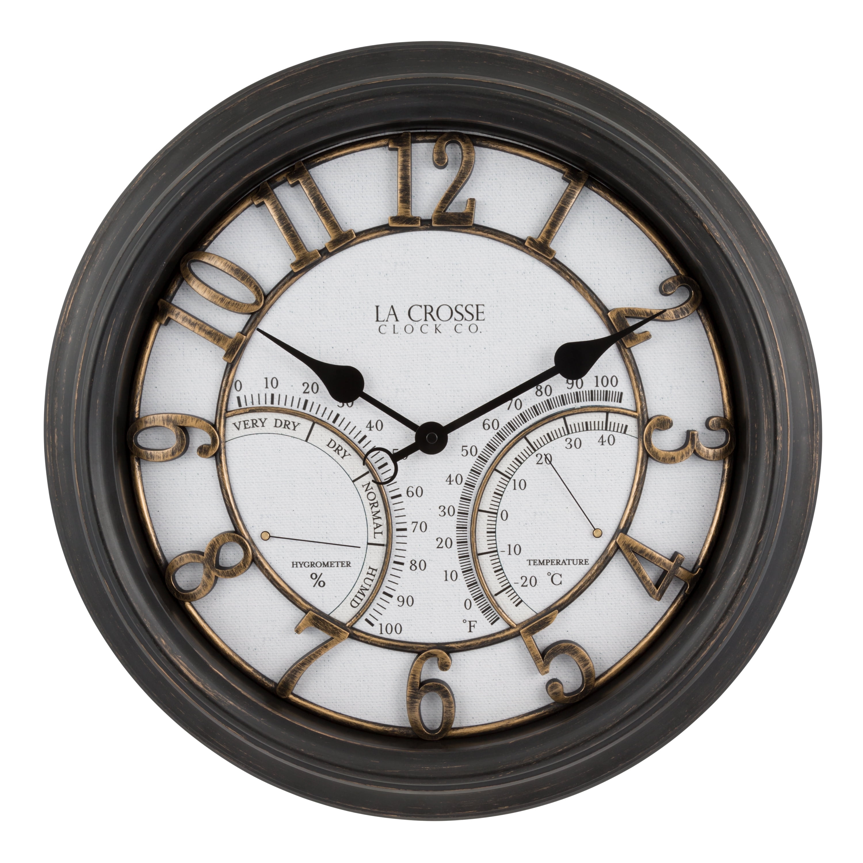 La Crosse 19.7'' Outdoor Quartz Analog Clock with Thermometer ...
