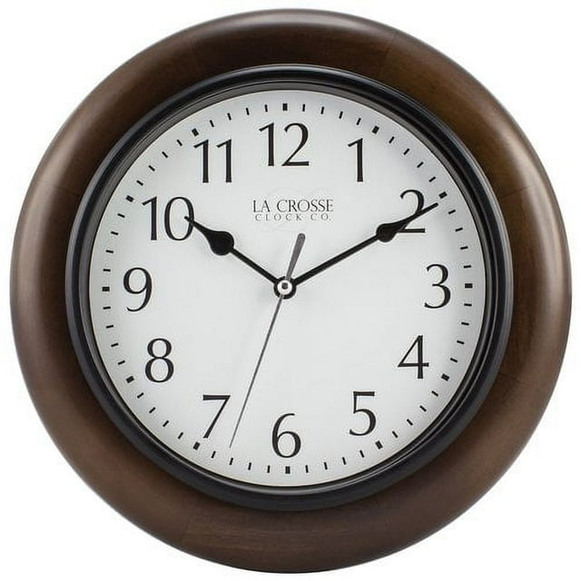La Crosse Clock 10 In Brown Linwood Classic Analog Quartz Wood Wall ...