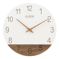 La Crosse Clock 12" Sierra Wood White-Brown Contemporary Quartz Analog ...