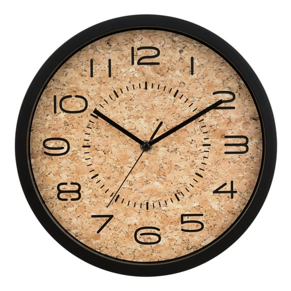 La Crosse Clock 12-inch Beige Felix Cork Silent Sweeping Quartz Analog ...