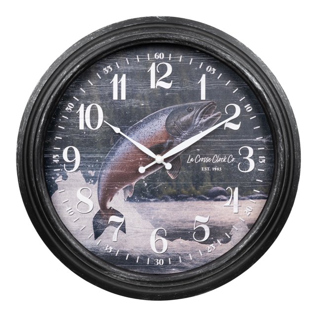 La Crosse Clock 15.75" Indoor/Outdoor River Run Salmon Analog Quartz ...