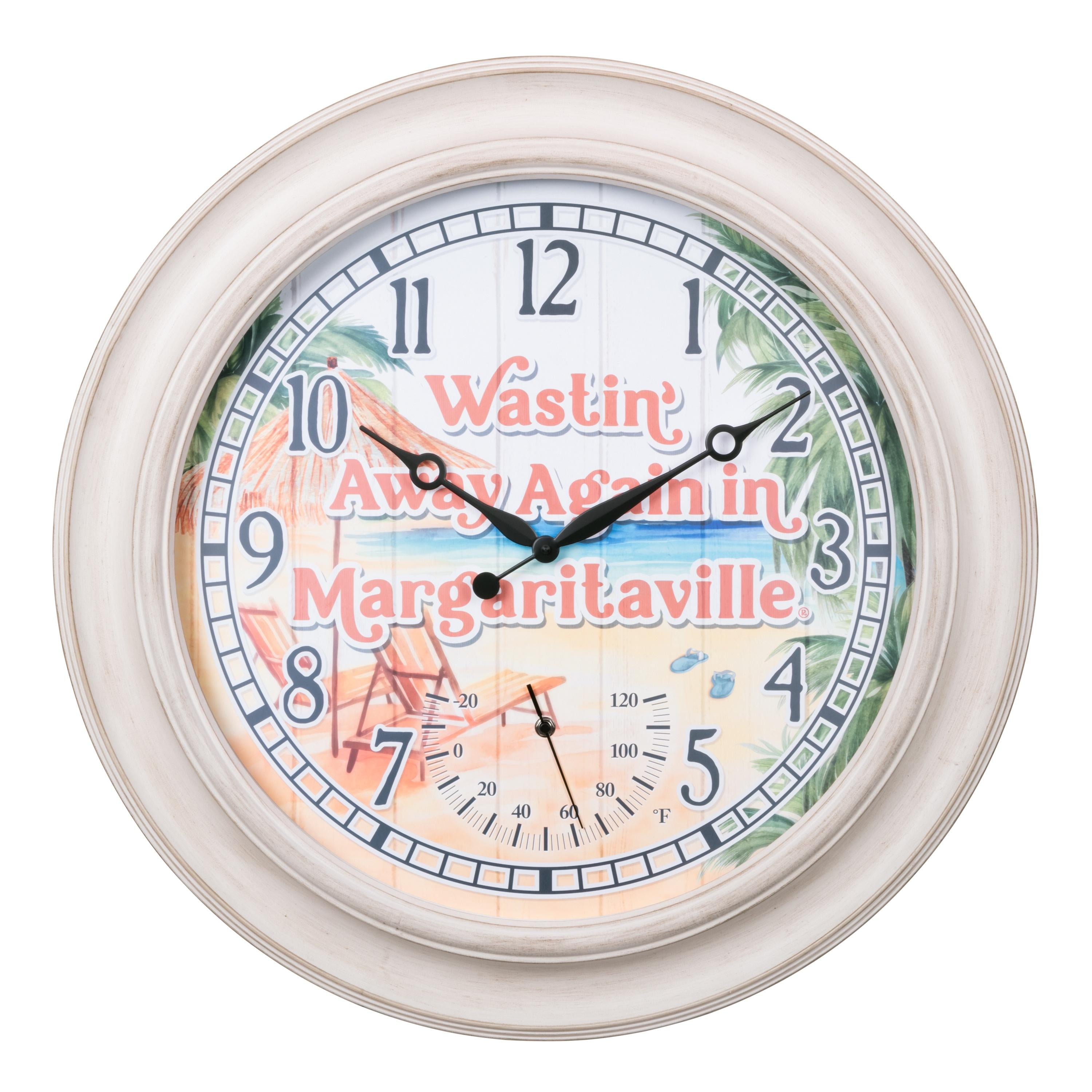 La Crosse Clock 26.2" Outdoor White Margaritaville Quartz Temperature ...