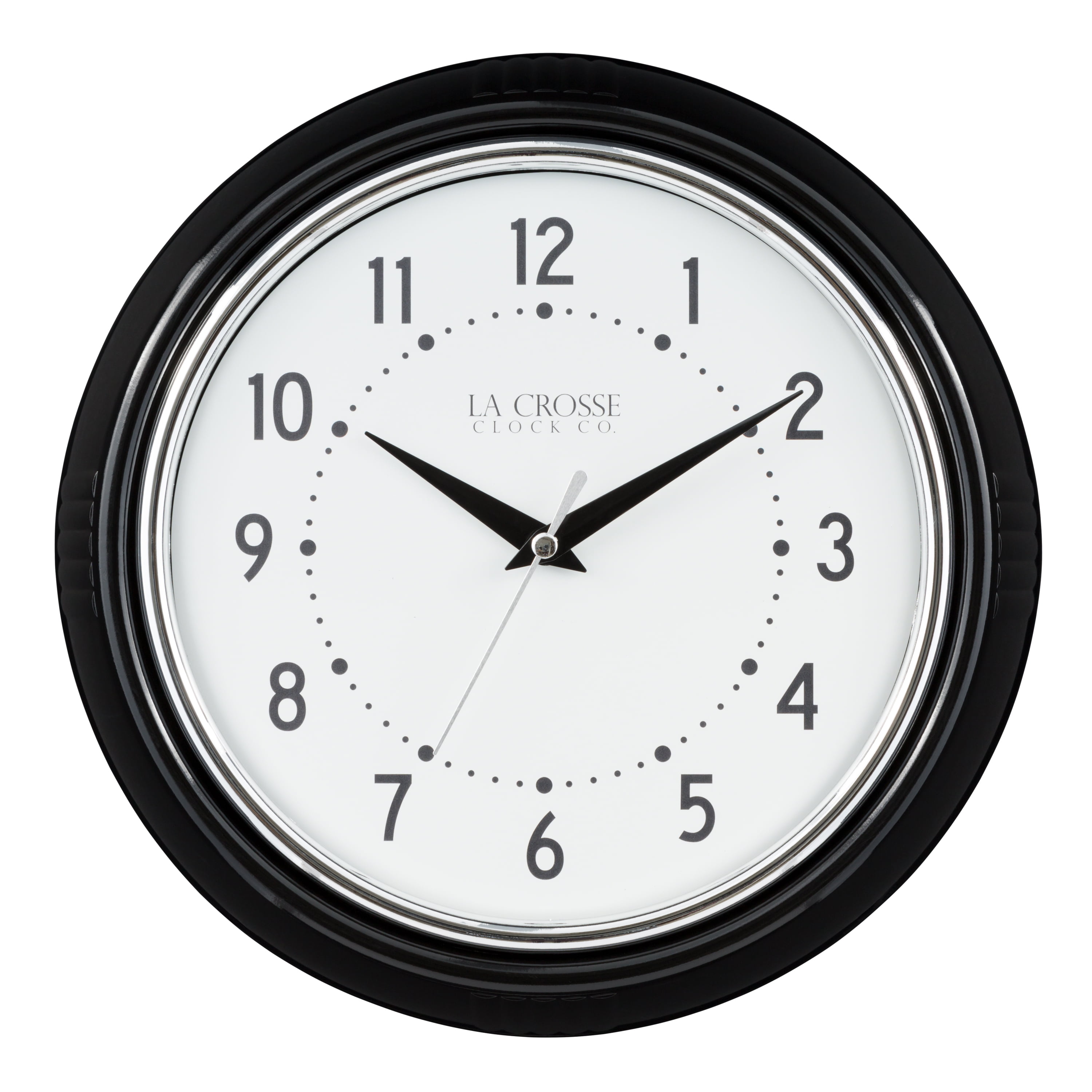 La Crosse Clock 9.5-inch Classic Retro Diner Black Quartz Analog Clock ...