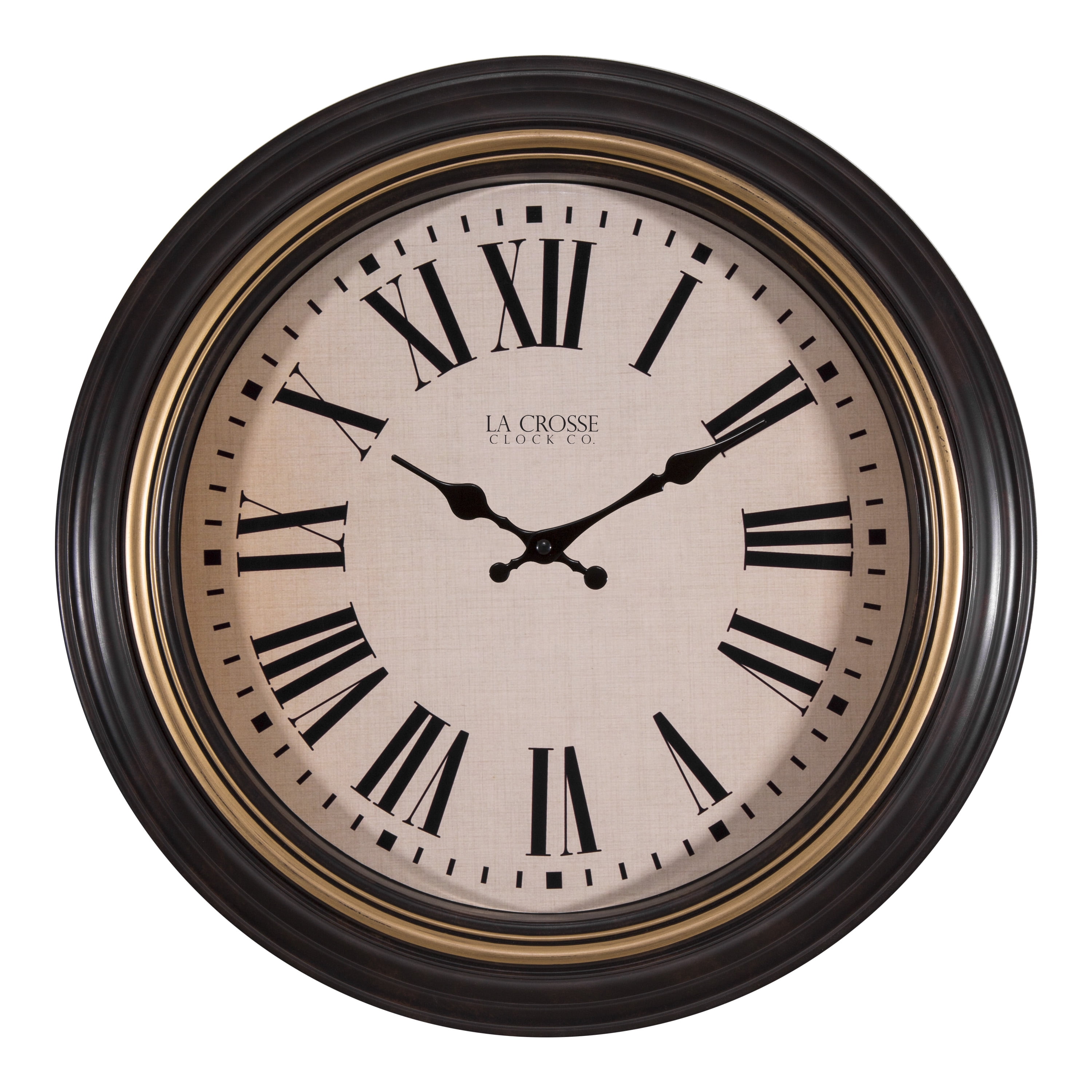 La Crosse Co. 18 Inch Antique Brown Quartz Wall Clock, Ticking Hanging ...