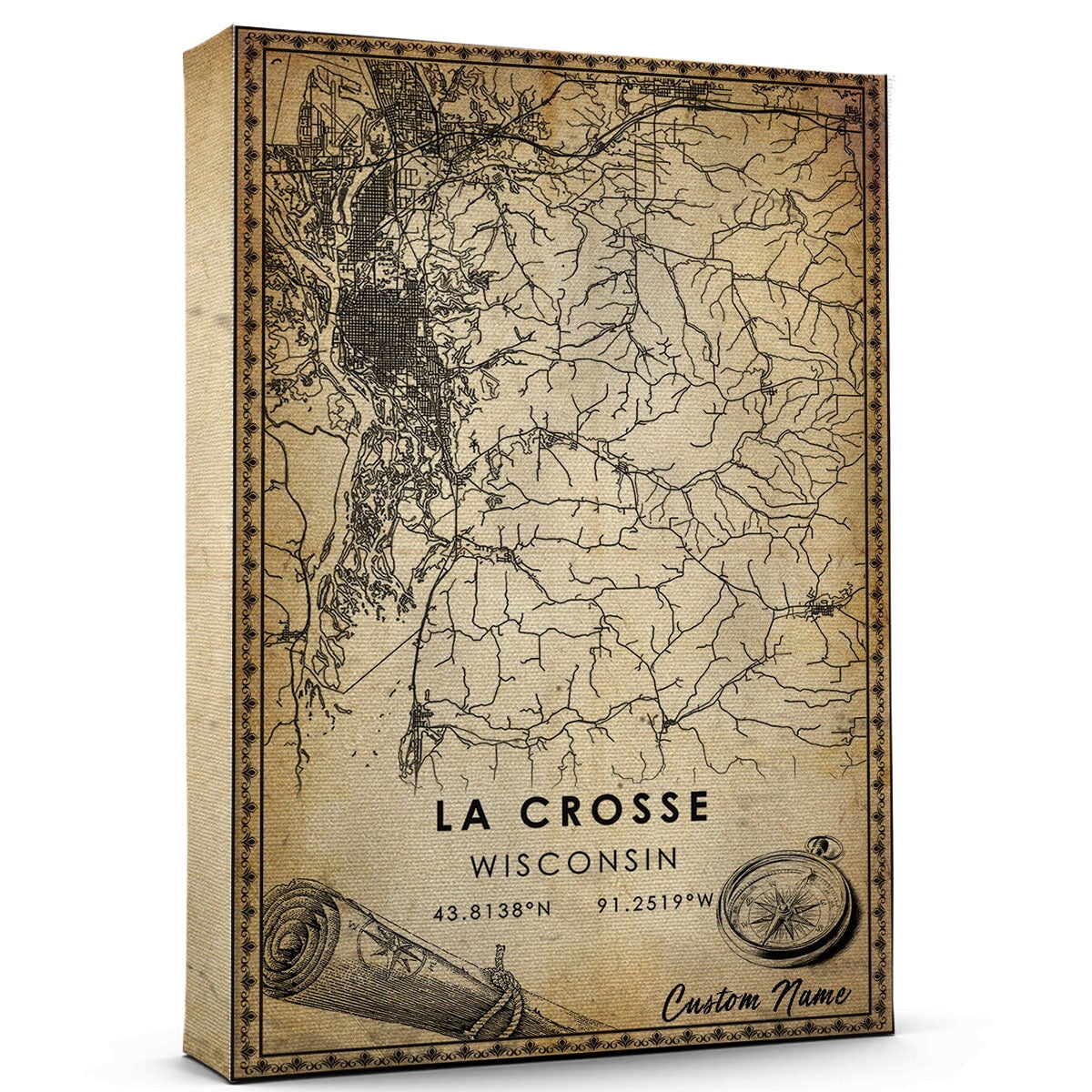 La Crosse Map Poster, Wisconsin Map Art Poster, Canvas, La Crosse Map ...