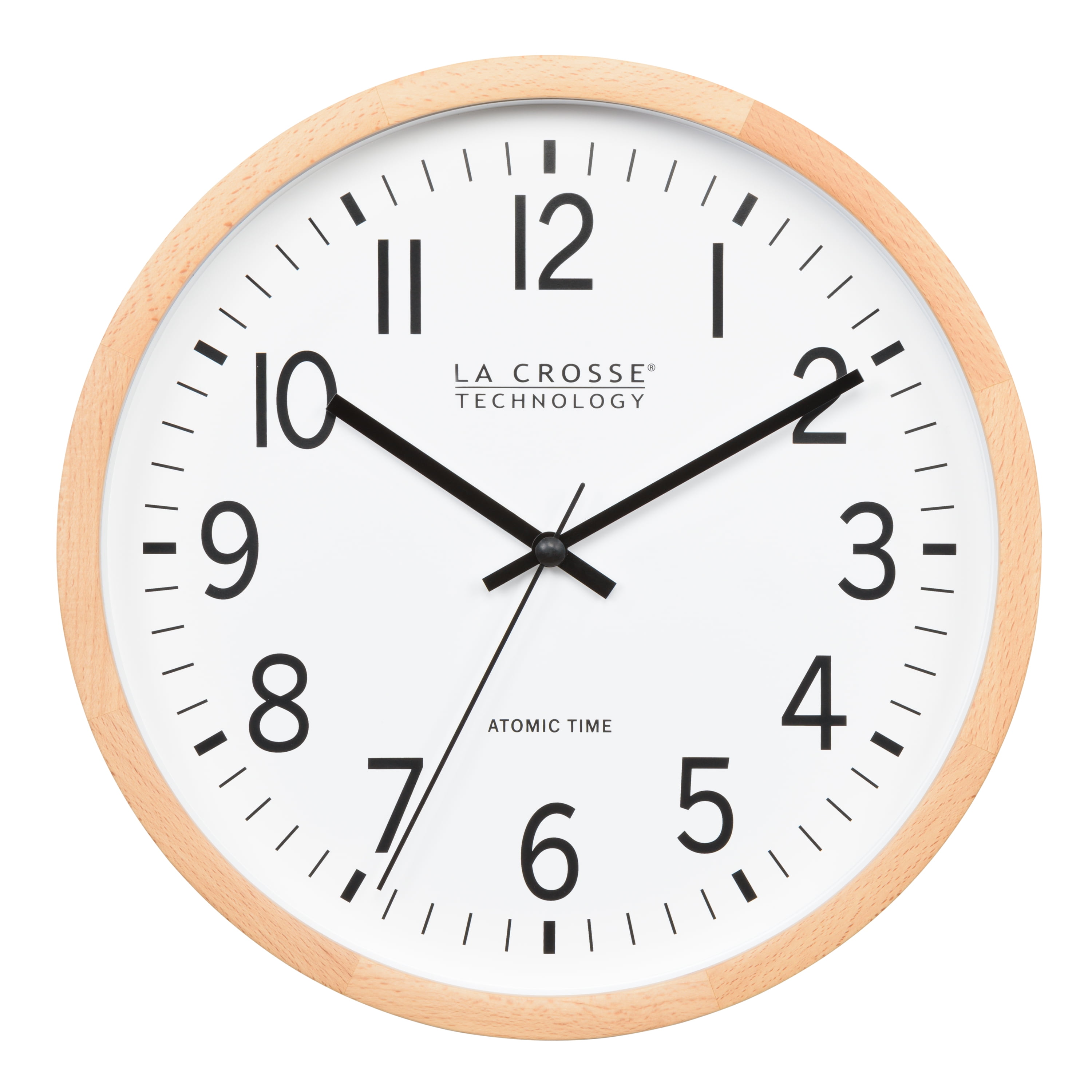La Crosse Technology 12.8-Inch Beech Wood Atomic Analog Wall Clock, 404 ...