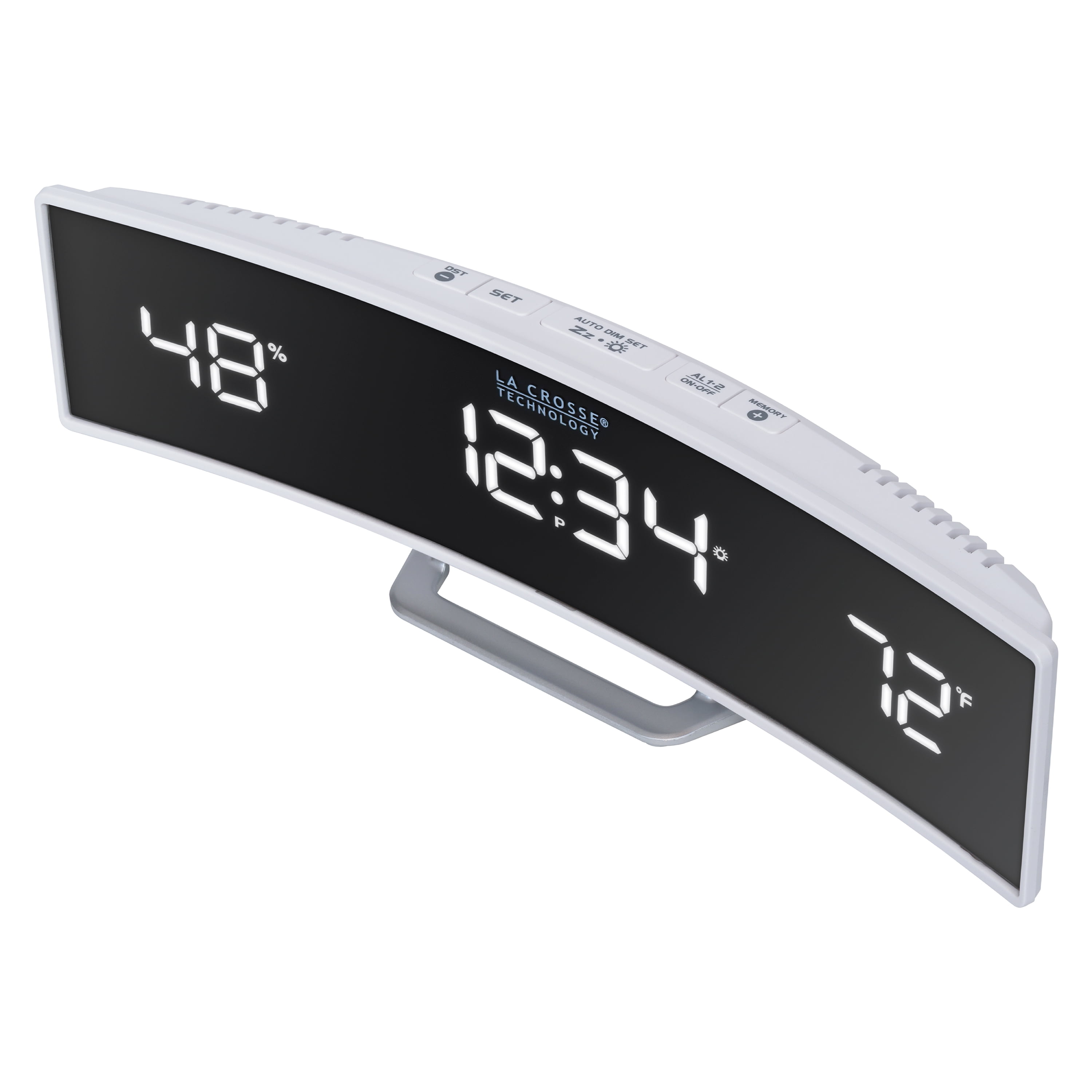 La Crosse Technology Digital LED Curved Alarm Clock with Mirrored ...