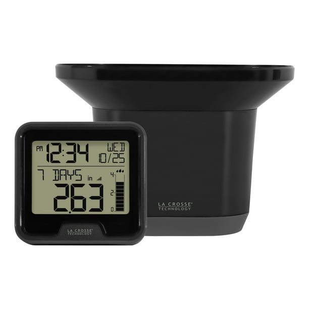 La Crosse Technology 724-1409 Black Wireless Rain Gauge Digital Rain ...