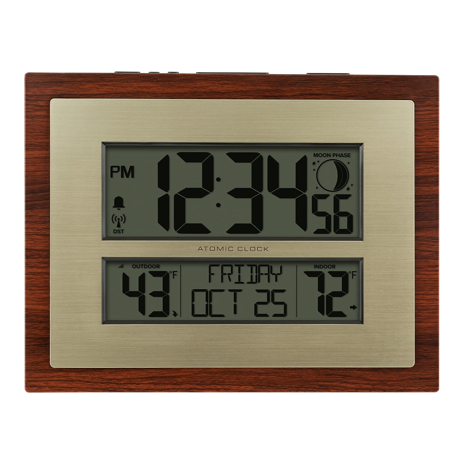 La Crosse Technology Atomic Digital Wall Clock 11"x8.54" with Temp ...