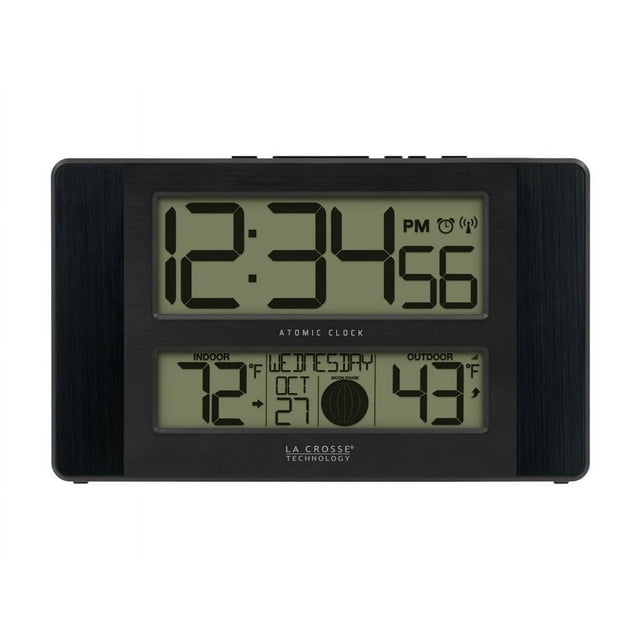 La Crosse Technology Atomic Digital Wall Clock, Indoor/Outdoor Temp ...