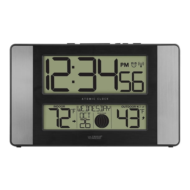 La Crosse Technology Atomic Digital Clock with Temperature and Moon ...