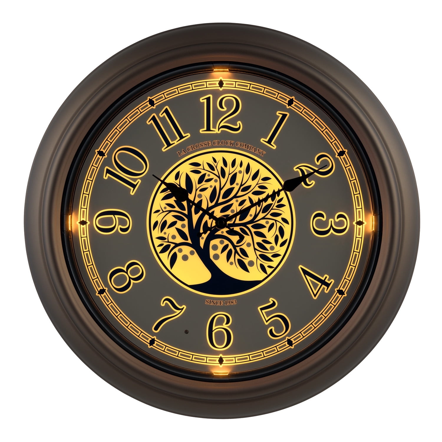 La Crosse Clock 18 inch Indoor/Outdoor Bronze Lux Lighted Dial Quartz ...