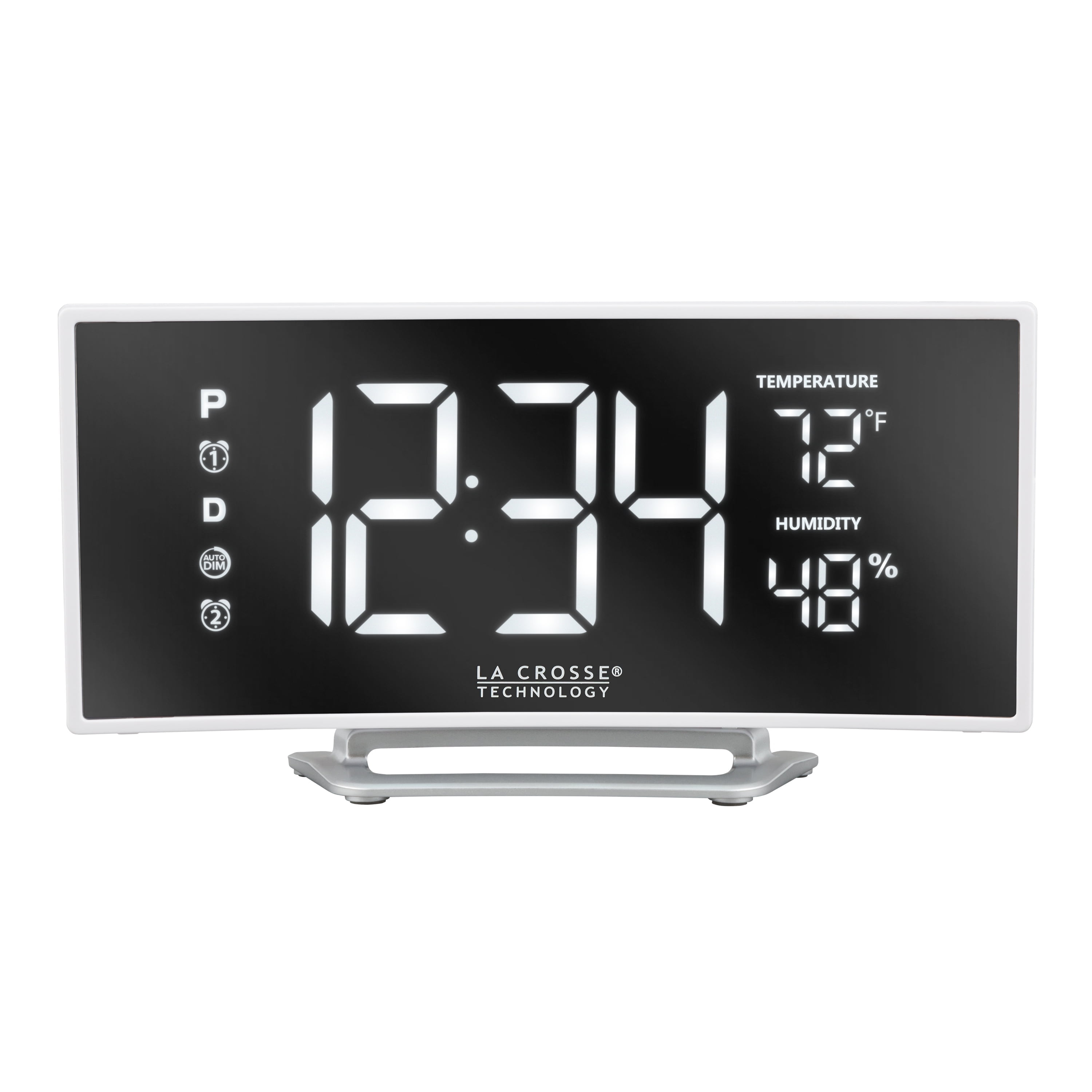 La Crosse Technology Curved White Corded Electric LED Alarm Clock with ...