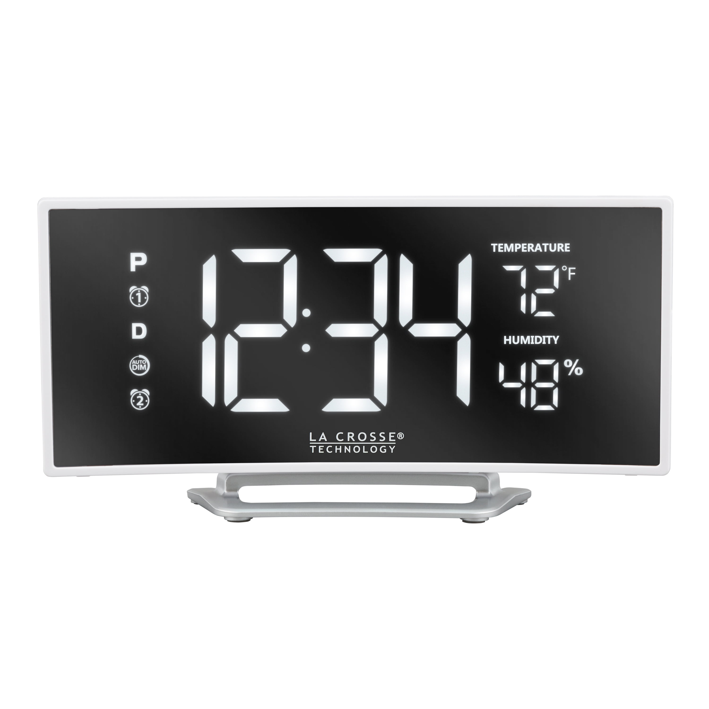La Crosse Technology Curved White Corded Electric LED Alarm Clock with ...
