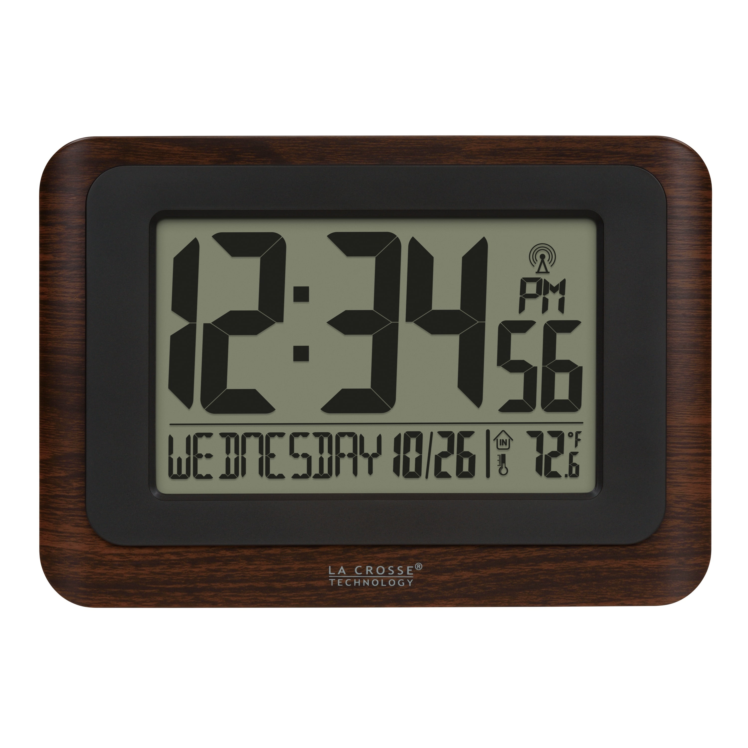 La Crosse Technology Digital Atomic Clock with Temperature - Walnut ...