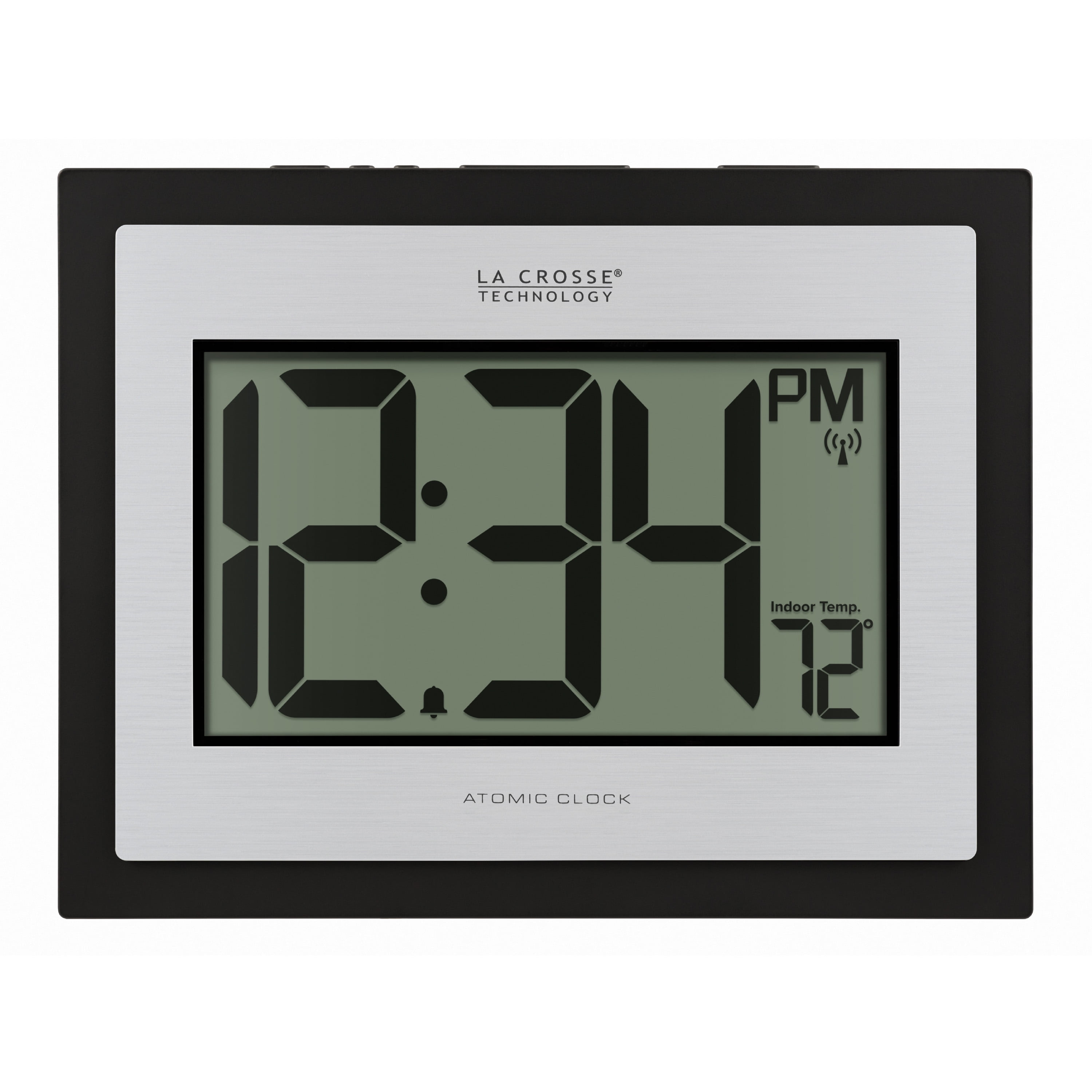 La Crosse Technology Silver Table/Wall Digital Atomic Clock with Indoor ...
