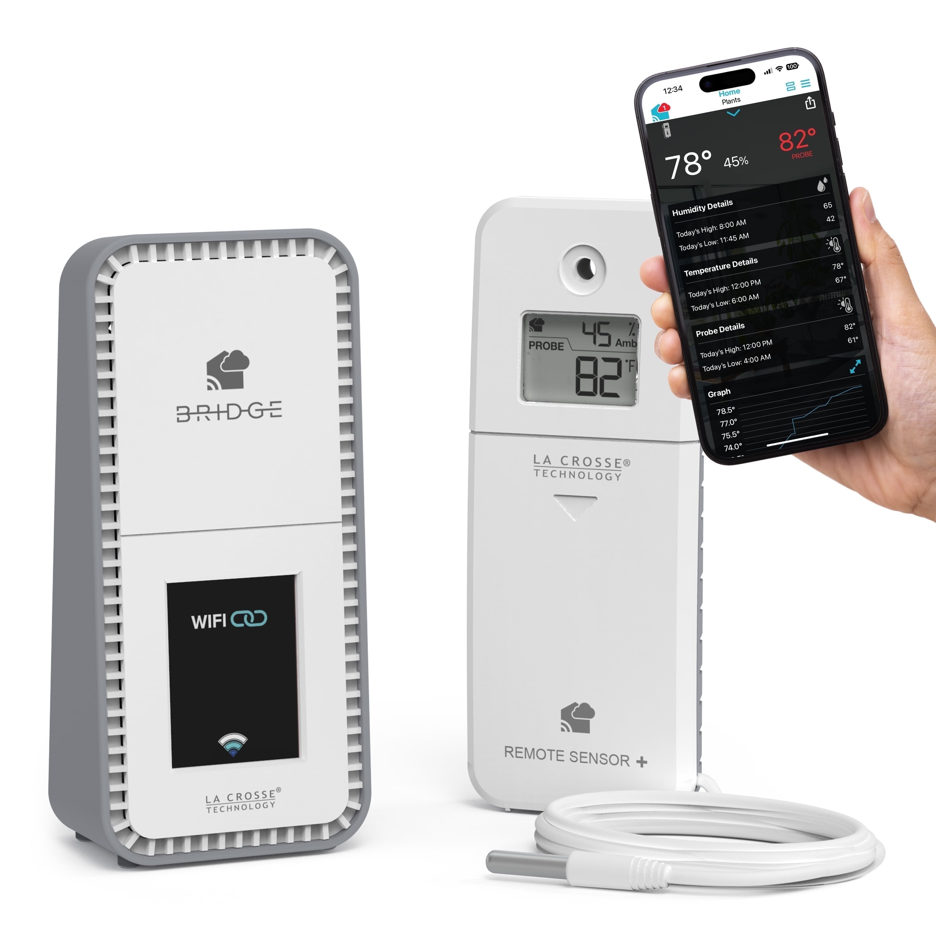 La Crosse Technology Temp Tracker Probe Wi-Fi Alert and Monitoring ...