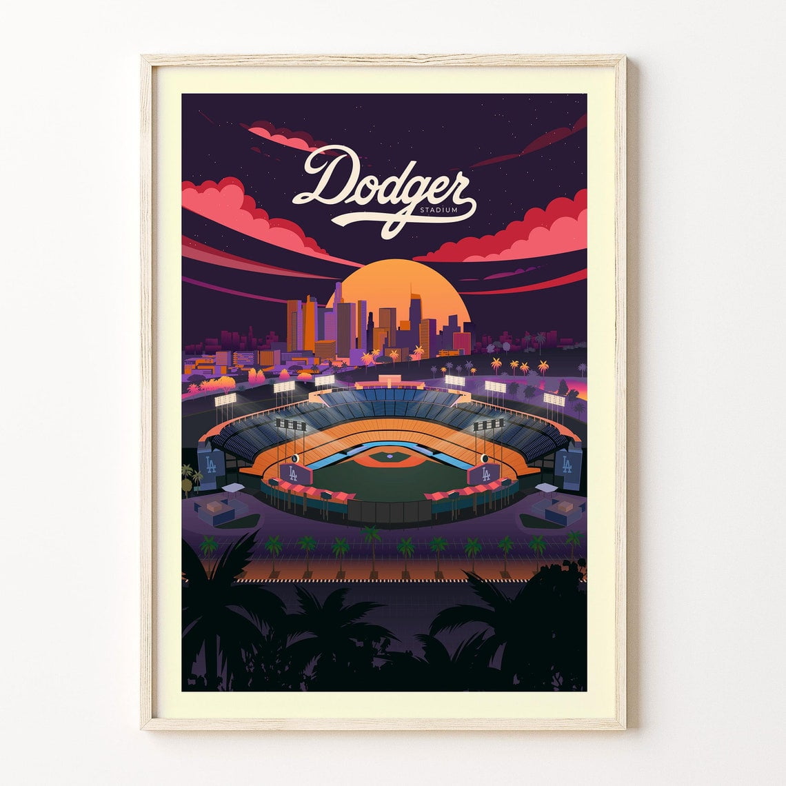 La Dodgers Poster, Los Angeles Dodger Stadium Print, Modern Baseball ...