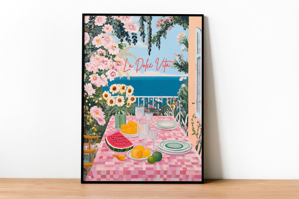 La Dolce Vita Italian Kitchen Food Wall Art, Unframed Paper Print Size ...