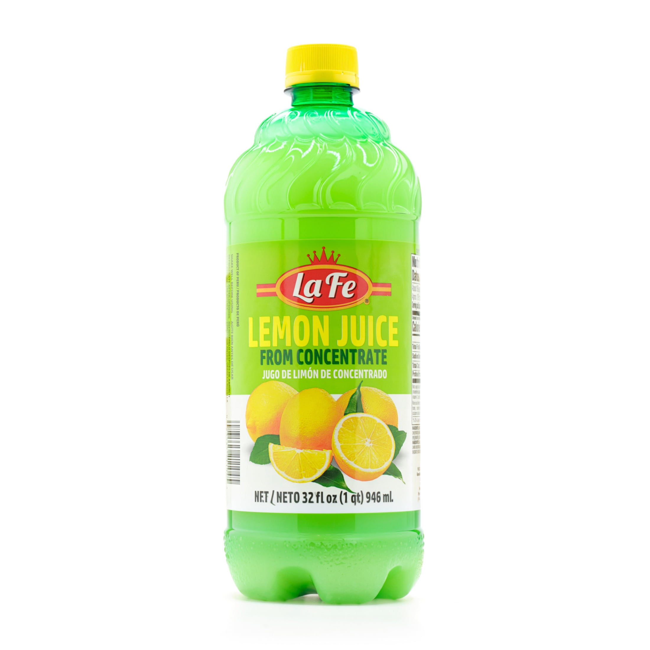 La Fe Lemon Juice 32 oz Bottle Made with 100% Lemon from Concentrate ...