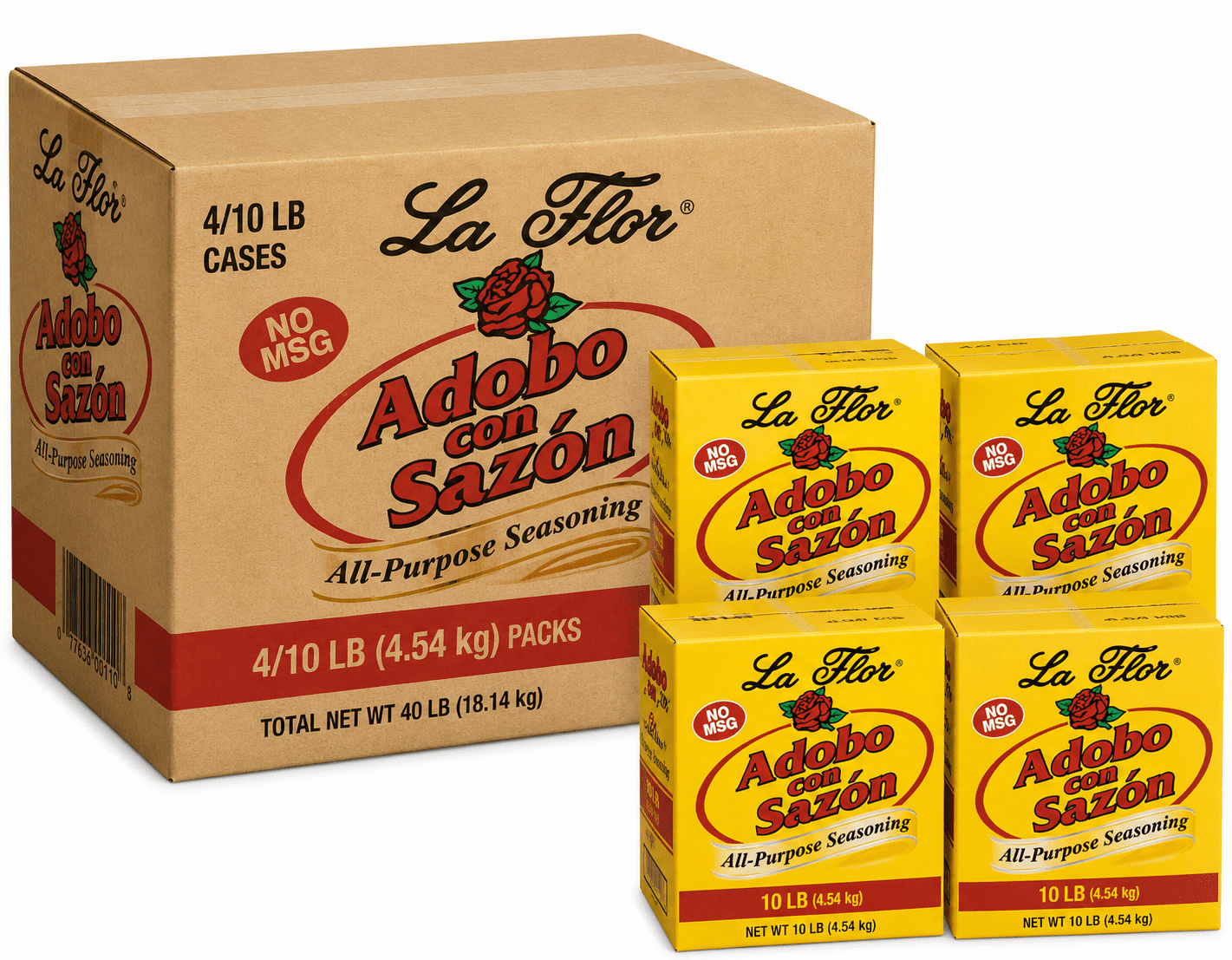 La Flor Adobo with Sazon All-Purpose Seasoning, 10 lb Jars, Case of 4 ...