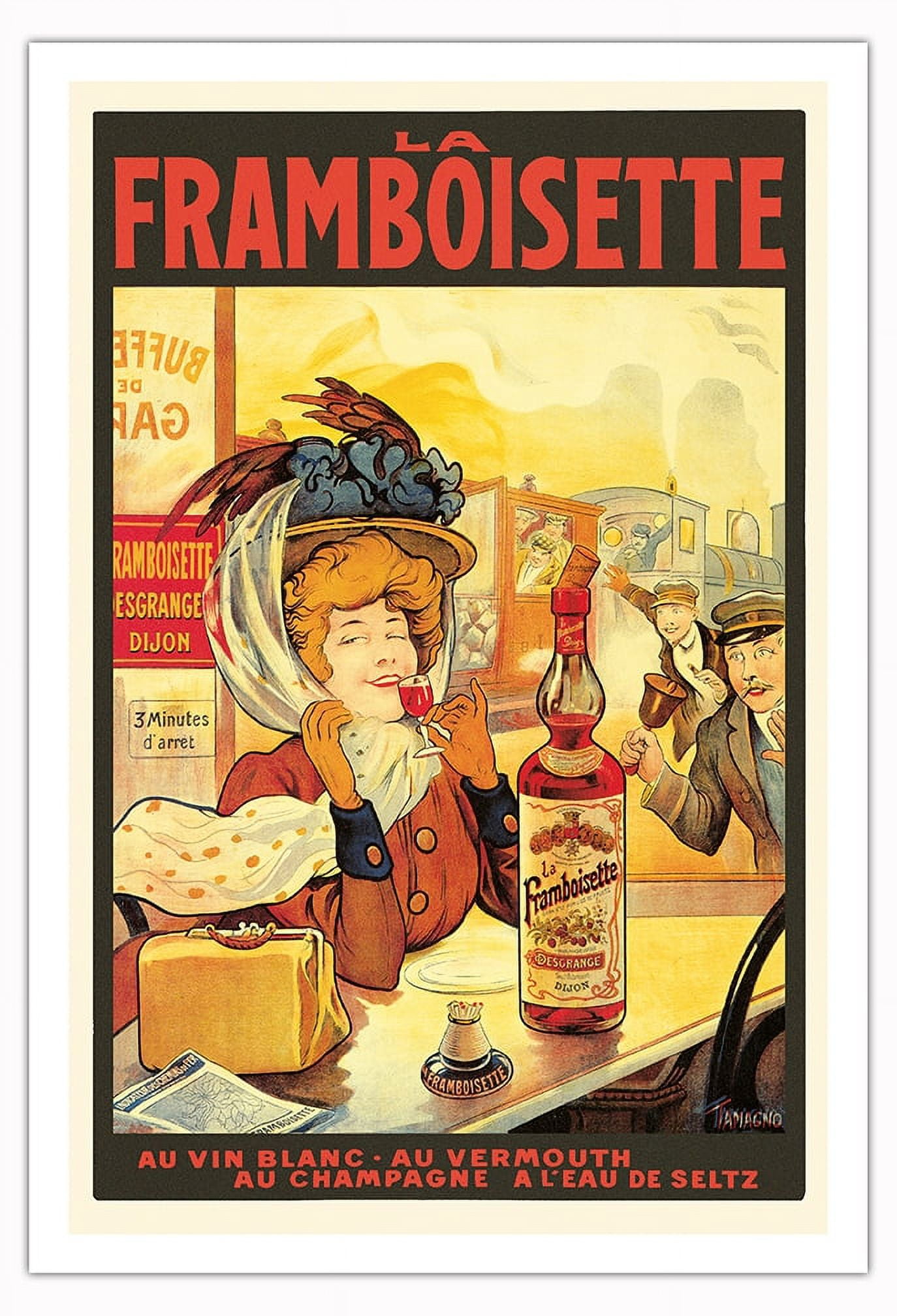 La Framboisette Raspberry Liquor - Vintage Advertising Poster by ...