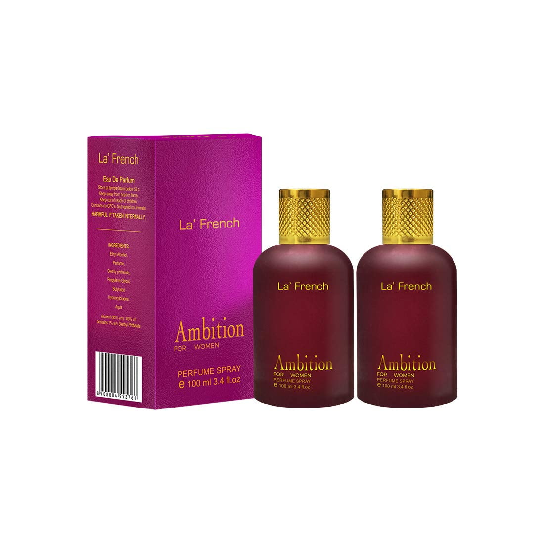 La' French Ambition Perfume Spray For Women Pack Of 2 X 100ml - 3.4 Fl ...