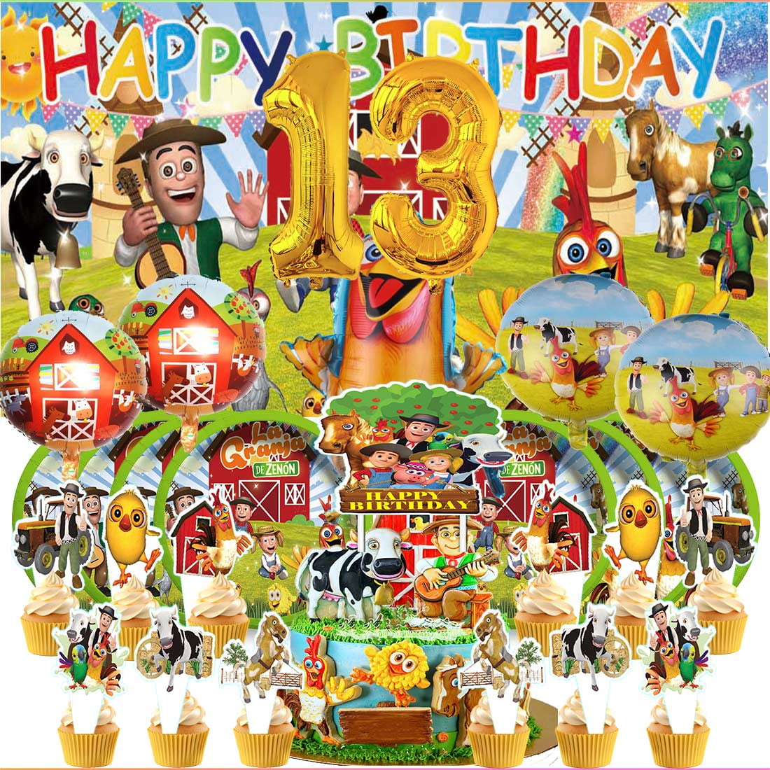 La Granja de zenon 13th Tableware Balloons Cake Toppers Backdrop Banner ...