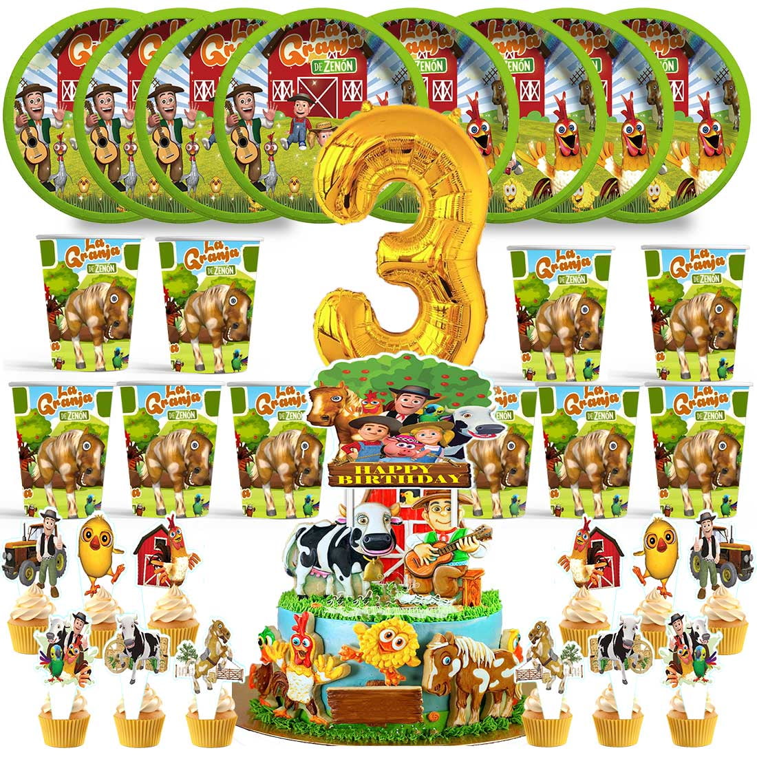 La Granja de zenon Birthday 3rd Cups Party Supplies Plates Fans ...