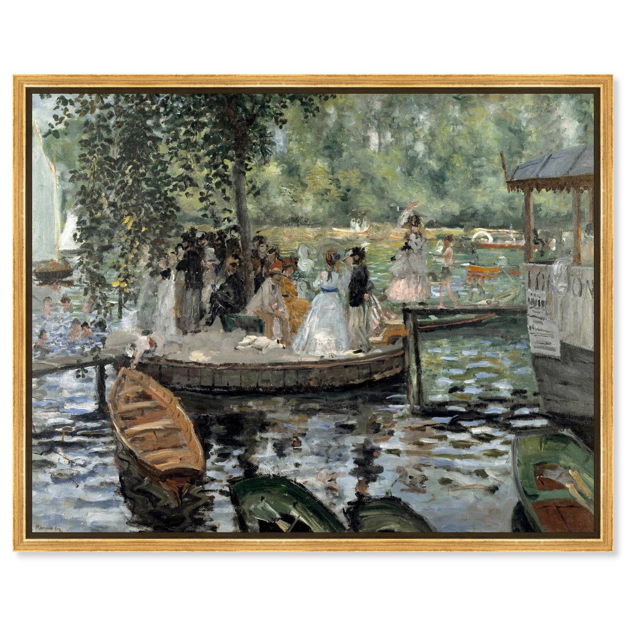 La Grenouillere 1869 Canvas Famous Classic Art by Art Remedy, Gold Frame, 20 x 16 - Walmart.com