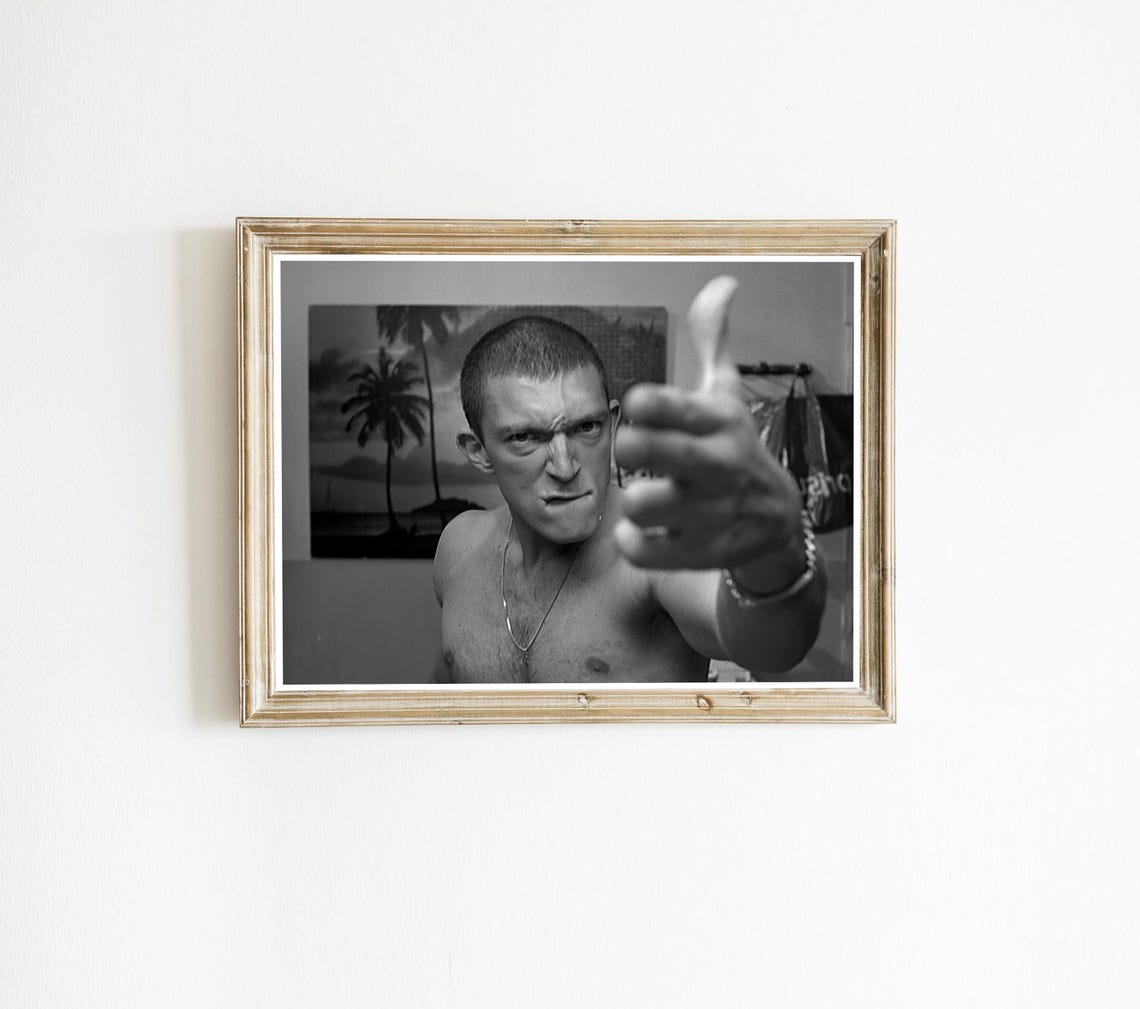 La Haine, Vincent Cassel, Movie Wall Art, Black and White, Retro Wall ...