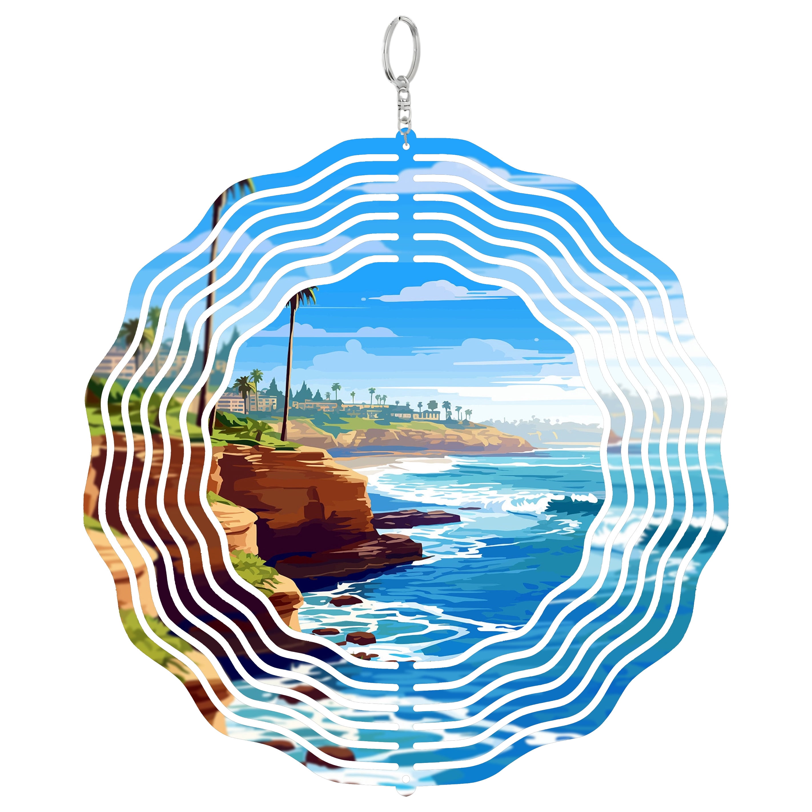 La Jolla Cove San Diego Wind Spinner, 3D Metal Coastal Outdoor Art ...