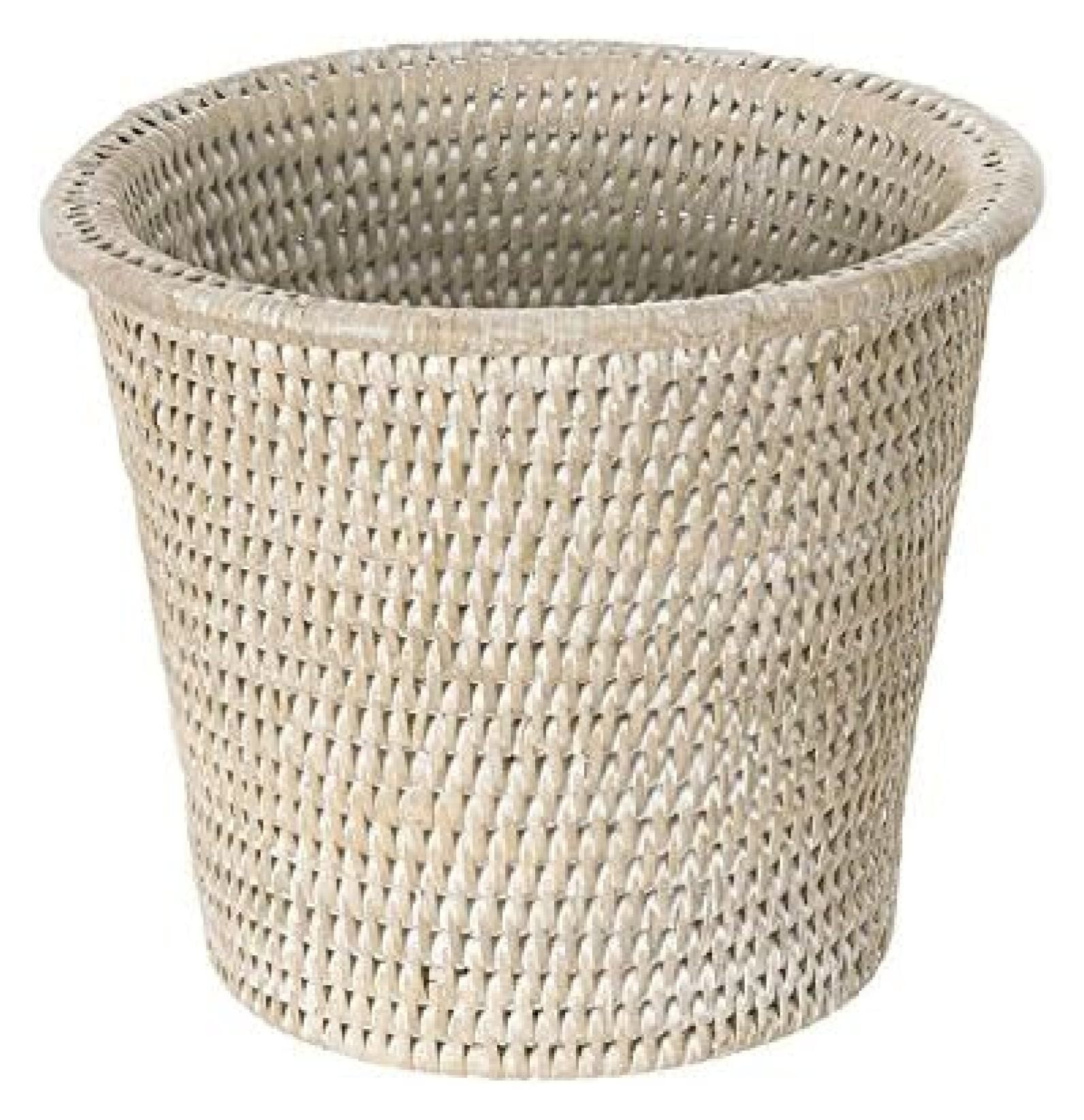 La Jolla Handwoven Rattan Planter Cachepot Dia 85 x 85 x 7 inch White ...