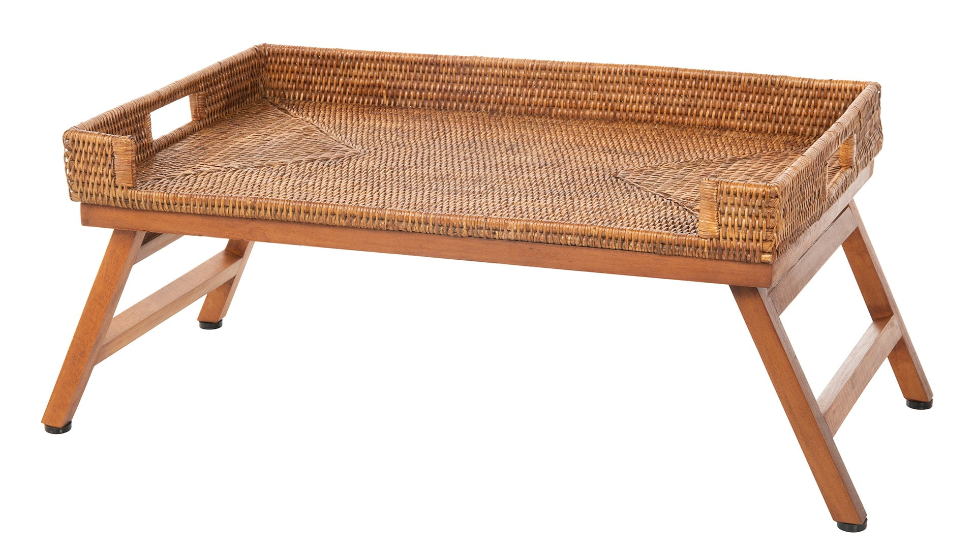 La Jolla Rattan Breakfast Tray with Folding Legs, Food Safe, Portable ...