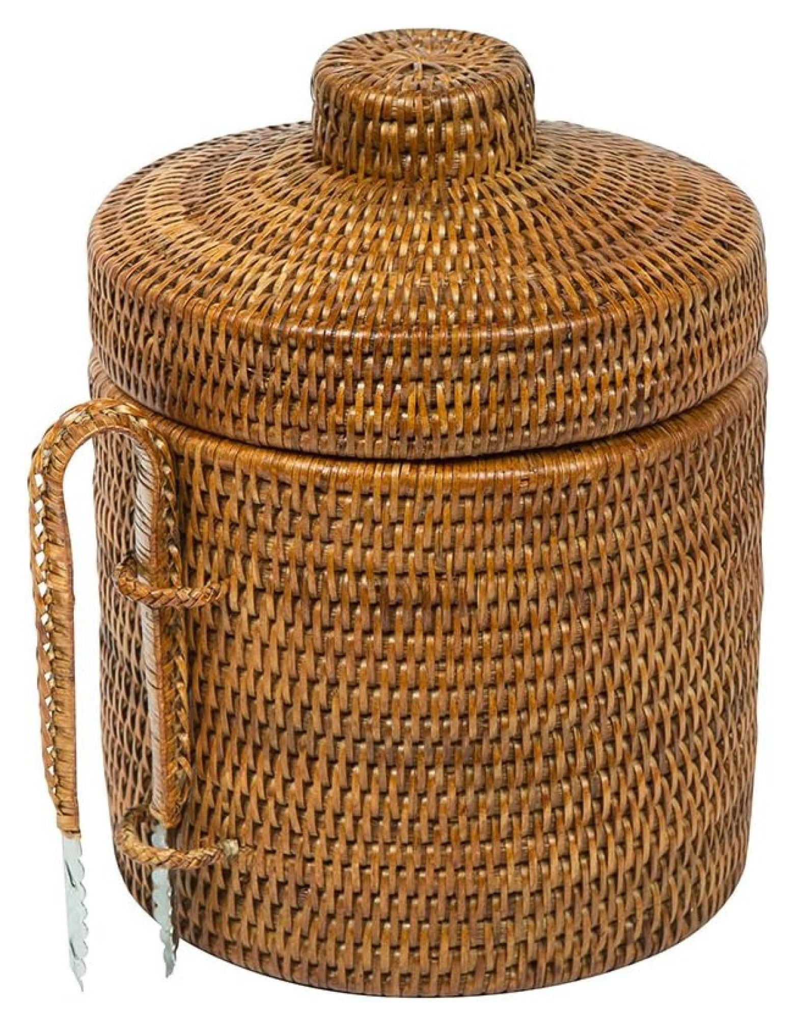 La Jolla Rattan Ice Bucket with Ice Tongs Honey Brown - Walmart.com
