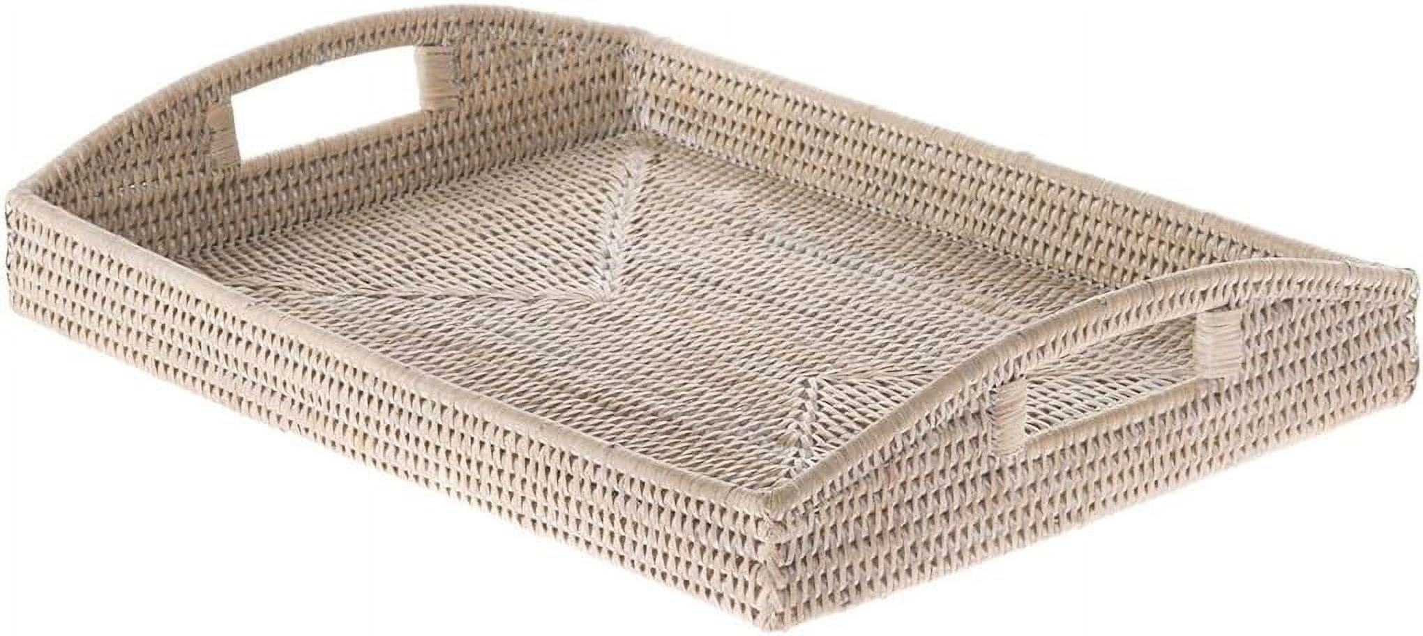La Jolla Rattan Rectangular Serving Tray-Wicker Tray for Coffee Table ...
